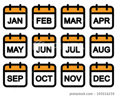 Calendar icons (months in English) - Stock Illustration [105018259] - PIXTA