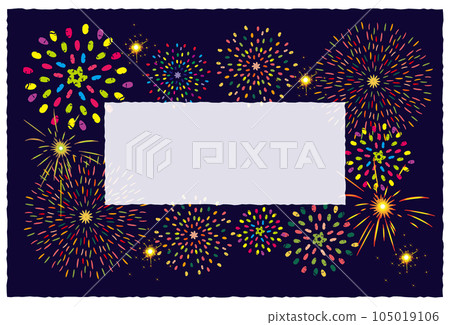 Fireworks frame night view background material - Stock Illustration ...