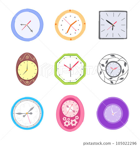 wall clock set cartoon vector illustration - Stock Illustration [105022296] - PIXTA