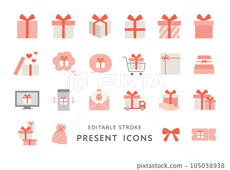 Icon set of various gifts (color / no line) - Stock Illustration ...