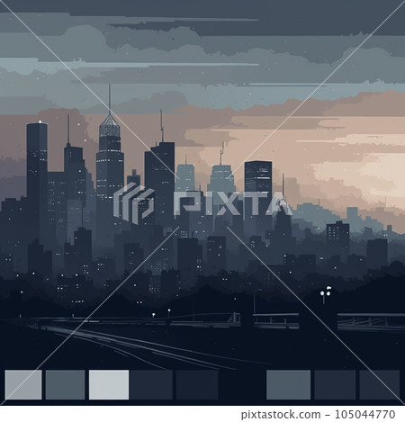Earth Hour: City Skyline with All Lights Turned... - Stock Illustration ...