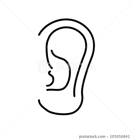Ear black and white icon 01 - Stock Illustration [105050841] - PIXTA