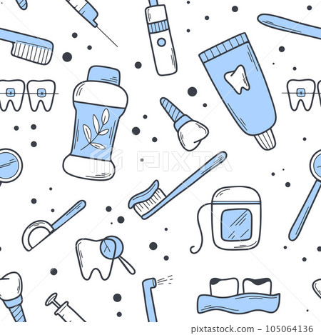 Hand drawn dentistry seamless pattern - Stock Illustration [105064136 ...