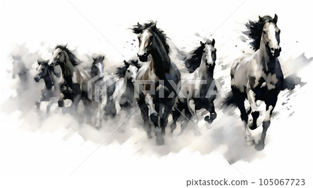 Generative AI, Unbridled Freedom: Watercolor... - Stock Illustration ...