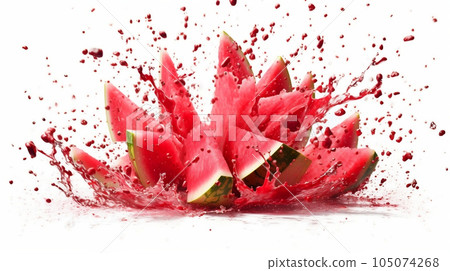 Watermelon explosion, fresh watermelon sliced... - Stock Illustration ...