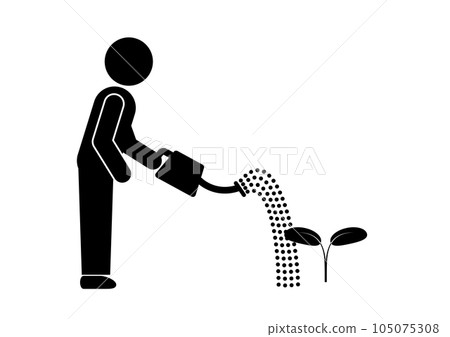 A pictogram for growing plants. People who grow... - Stock Illustration ...