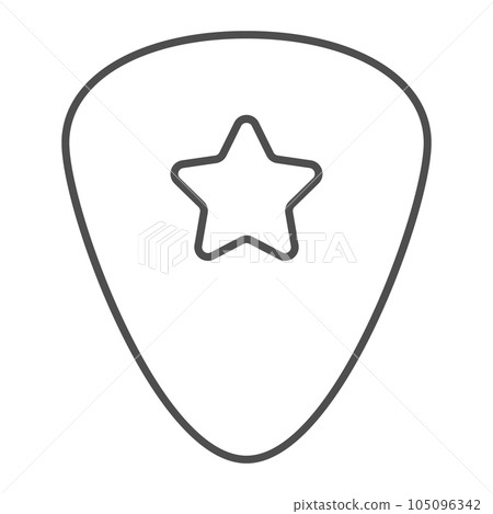 Guitar pick thin line icon, musical and plectrum - Stock Illustration ...