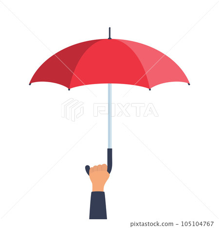 Human hand holding open red umbrella. Flat... - Stock Illustration ...