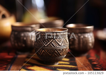 close-up of traditional ethiopian coffee cups...-插圖素材 [105113829] - PIXTA圖庫