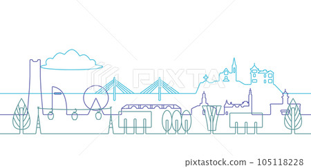Yokohama streets 2 line drawing - Stock Illustration [105118228] - PIXTA