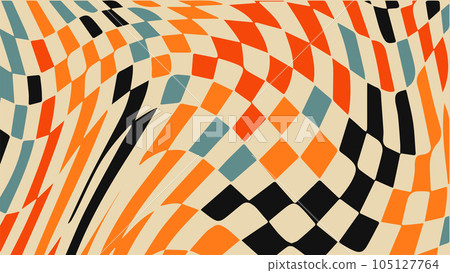 1970 retro trippy wave checkered pattern.... - Stock Illustration ...