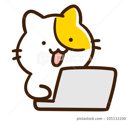 Hand drawn illustration of a cute cat character... - Stock Illustration ...