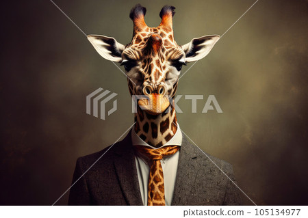 Human body with a giraffe head instead of a... - Stock Illustration ...