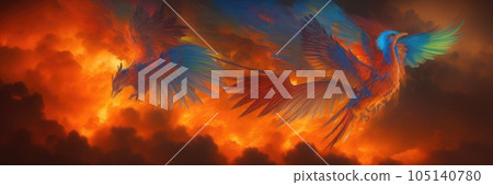 Fairy birds flying in sky. Their wings,... - Stock Illustration ...