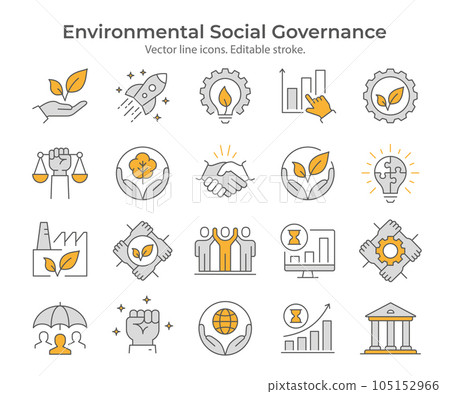 ESG flat icons, such as environment social... - Stock Illustration ...