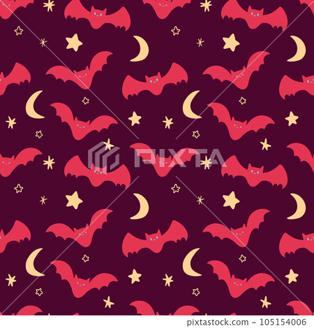 Halloween Flying Bats Night Sky Pattern. Vector...-插圖素材 [105154006 ...