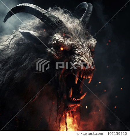 Image of angry demon goat terrifying and flames... - Stock Illustration [105159520] - PIXTA