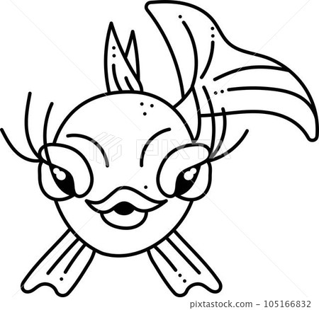 Fish doodle. Cute single fish with big lips and... - Stock Illustration ...