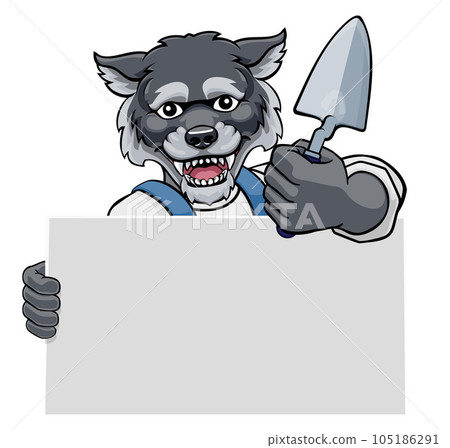Bricklayer Wolf Trowel Tool Handyman Mascot - Stock Illustration ...