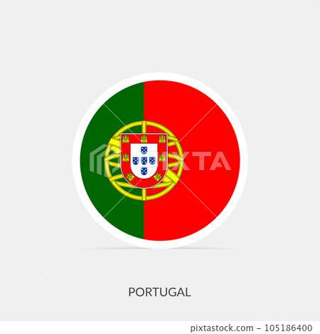 Portugal round flag icon with shadow.-插圖素材 [105186400] - PIXTA圖庫