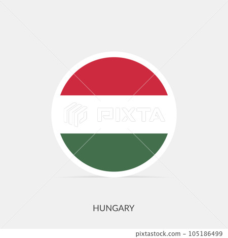 Hungary round flag icon with shadow. - Stock Illustration [105186499 ...