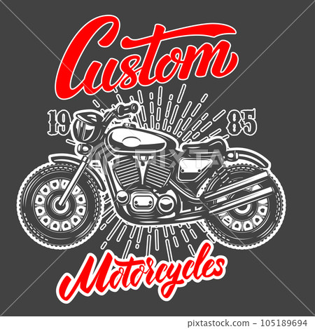 Custom motorcycles. Emblem template with old... - Stock Illustration ...