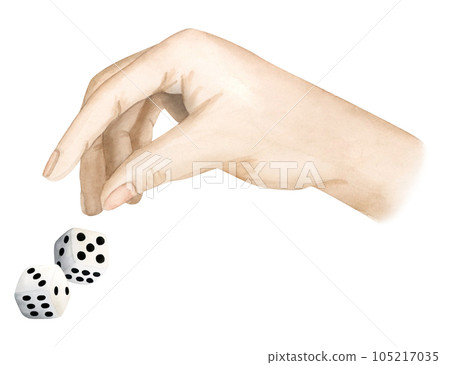 Watercolor hand throwing game dice cubes... - Stock Illustration ...