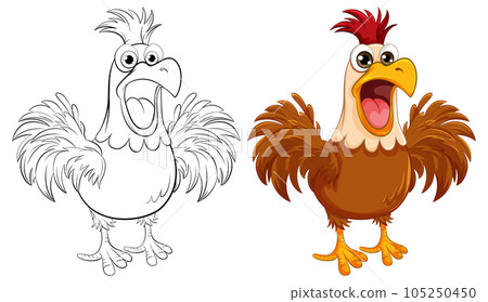 Freaking Out Chicken Outline-插圖素材 [105250450] - PIXTA圖庫