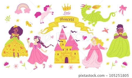Fairy tale characters collection set, multi... - Stock Illustration ...