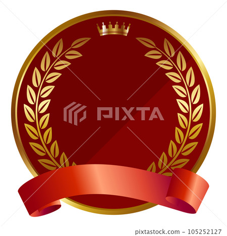 Luxurious laurel wreath emblem with ribbon gold... - Stock Illustration ...