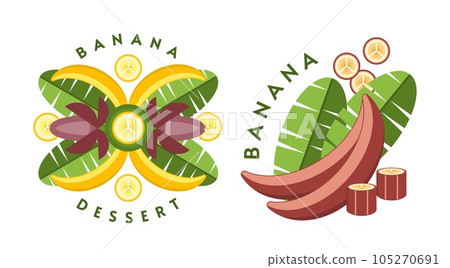 Set of logos with yellow, red bananas - Stock Illustration [105270691 ...