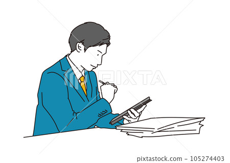 businessman working with tablet - Stock Illustration [105274403] - PIXTA