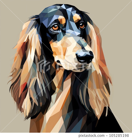 Dog with drooping ears and long hair |... - Stock Illustration ...
