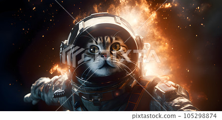 A cat in outer space in an astronaut suit.... - Stock Illustration ...