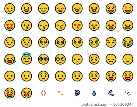 Simple face emoji vector icon set - Stock Illustration [105306243] - PIXTA