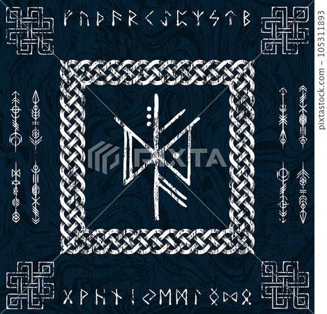 Blue viking Scandinavian symbol money - Stock Illustration [105311893 ...