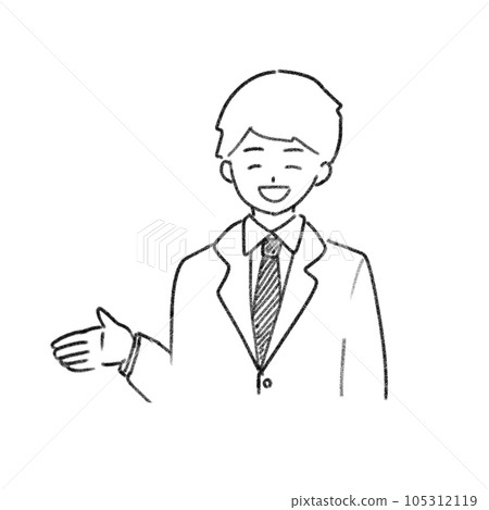 Smiling businessman simple line drawing - Stock Illustration [105312119 ...