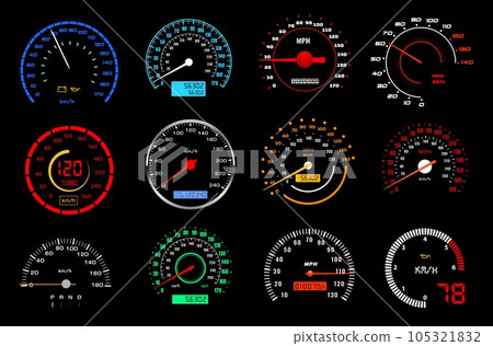 Car dashboard speedometer or speed meter dial... - Stock Illustration ...