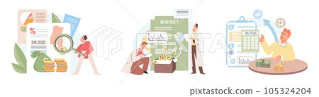 People analysis budget. Calculate financial... - Stock Illustration ...