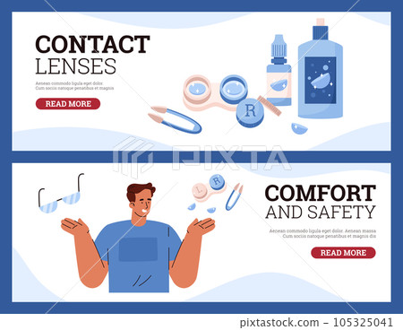 Contact lenses advertising web banners set,... - Stock Illustration ...