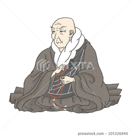Shinran sitting in a Buddhist robe - Stock Illustration [105326840] - PIXTA