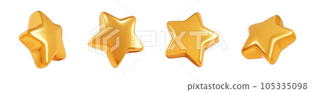 Golden star in different angles 3d illustration...-插圖素材 [105335098] - PIXTA圖庫