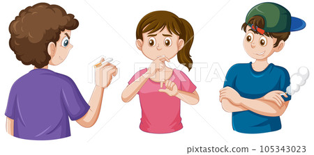 Teenage Girl Refusing Smoking from Her Friends - Stock Illustration ...