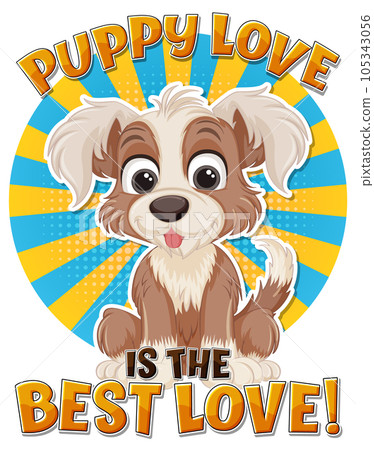 Cute puppy with text puppy love is the best love - Stock Illustration ...