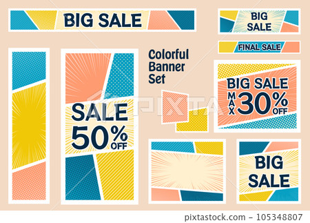 Banner set_cartoon_colorful - Stock Illustration [105348807] - PIXTA