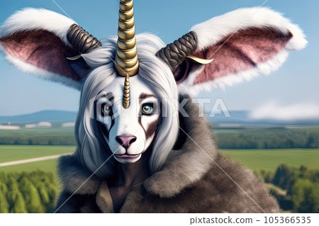 Unicorn girl hybrid anthropomorphic animal girl... - Stock Illustration ...