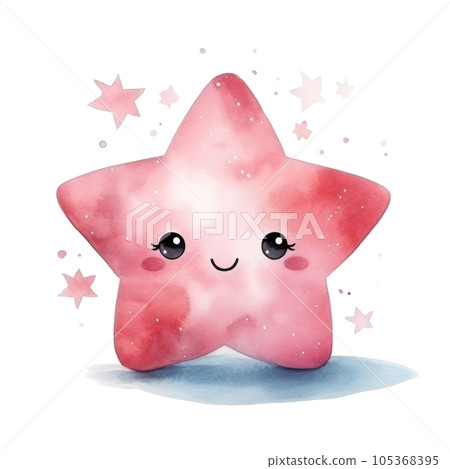 Cute little watercolor star isolated - Stock Illustration [105368395 ...