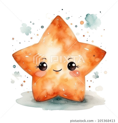 Cute little watercolor star isolated - Stock Illustration [105368413 ...