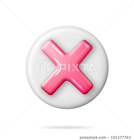 3D Wrong Button in Round Shape - Stock Illustration [105377763] - PIXTA