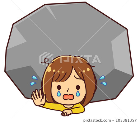 A woman crushed by a rock illustration material - Stock Illustration ...